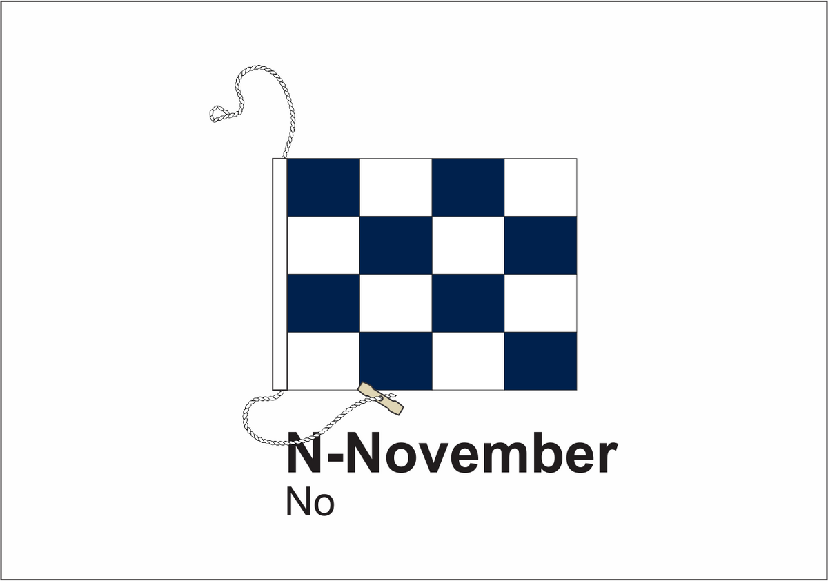 N - November International Code Signal Flag — Sunward Flag
