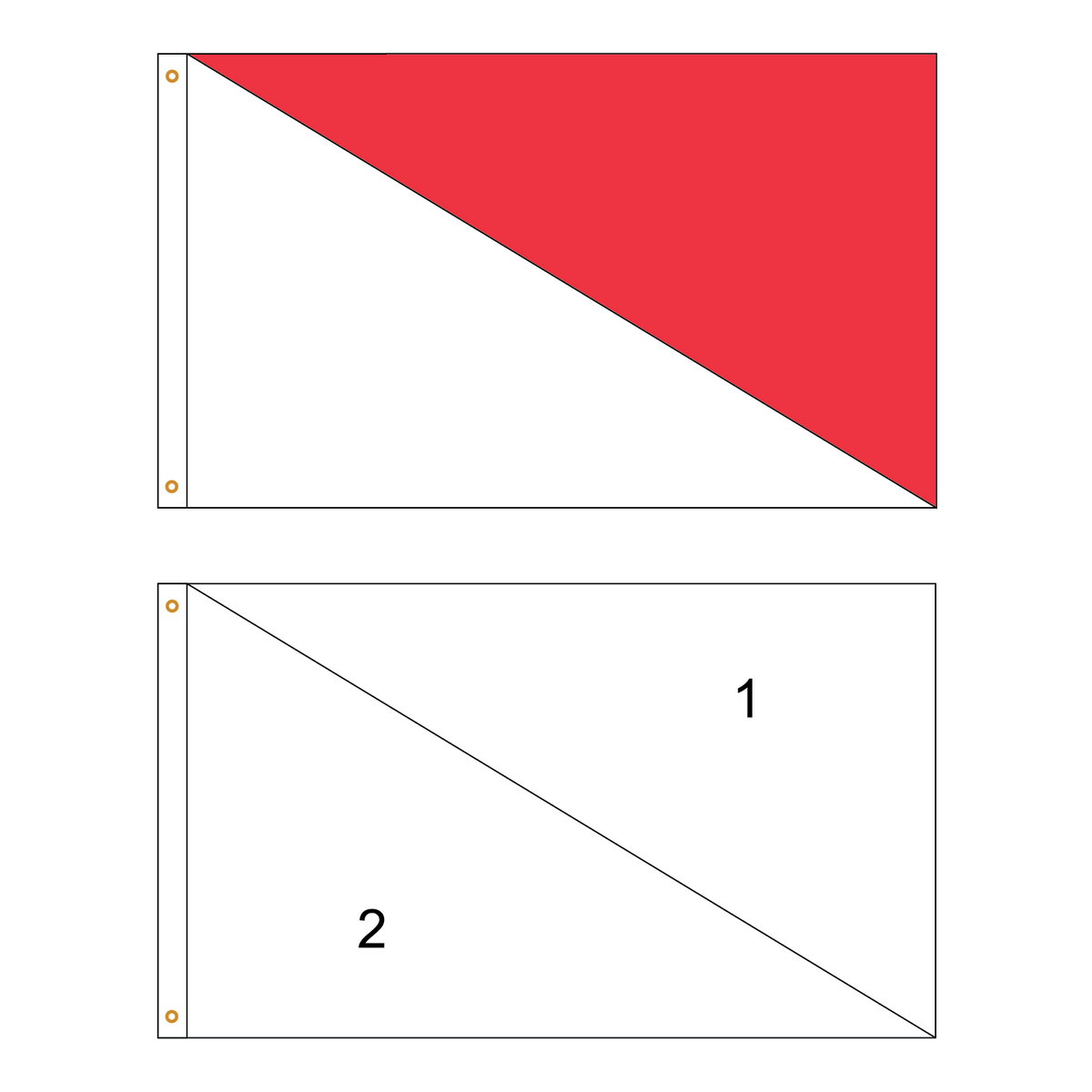 2 Color Horizontal Flag with Diagonal Panels- Customizable Property Fl ...