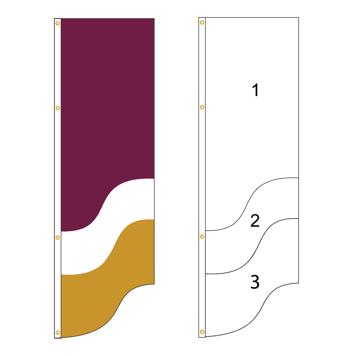 3 Color Horizontal Wave Flag - Customizable Property Flag - PFS 128 ...